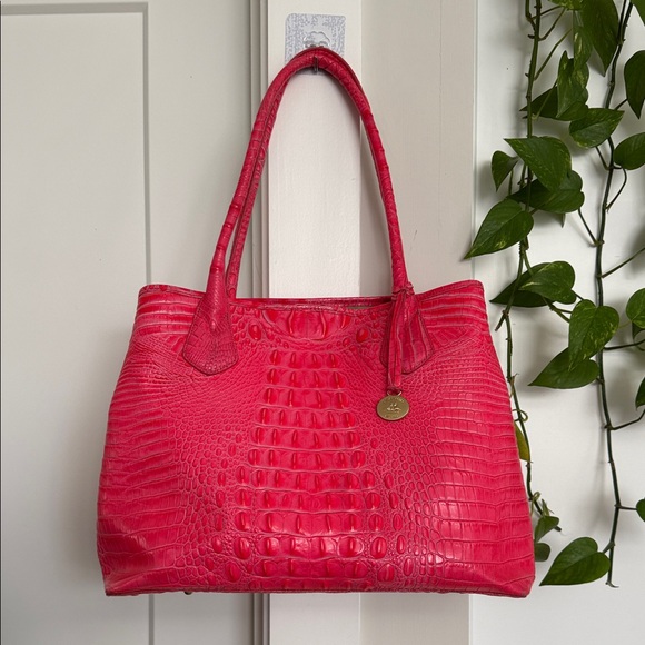 Brahmin | Bags | Brahmin Hibiscus Pink Tote Shoulder Bag | Poshmark